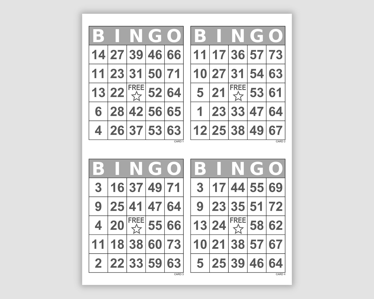 1000 Bingo Cards Pdf Download, 1, 2, and 4 per Page, Large Print ...
