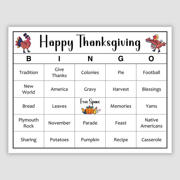 Thanksgiving Bingo - Etsy