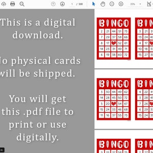 1000 Valentine's Day Bingo Cards Pdf Download, 1, 2, and 4 per Page ...