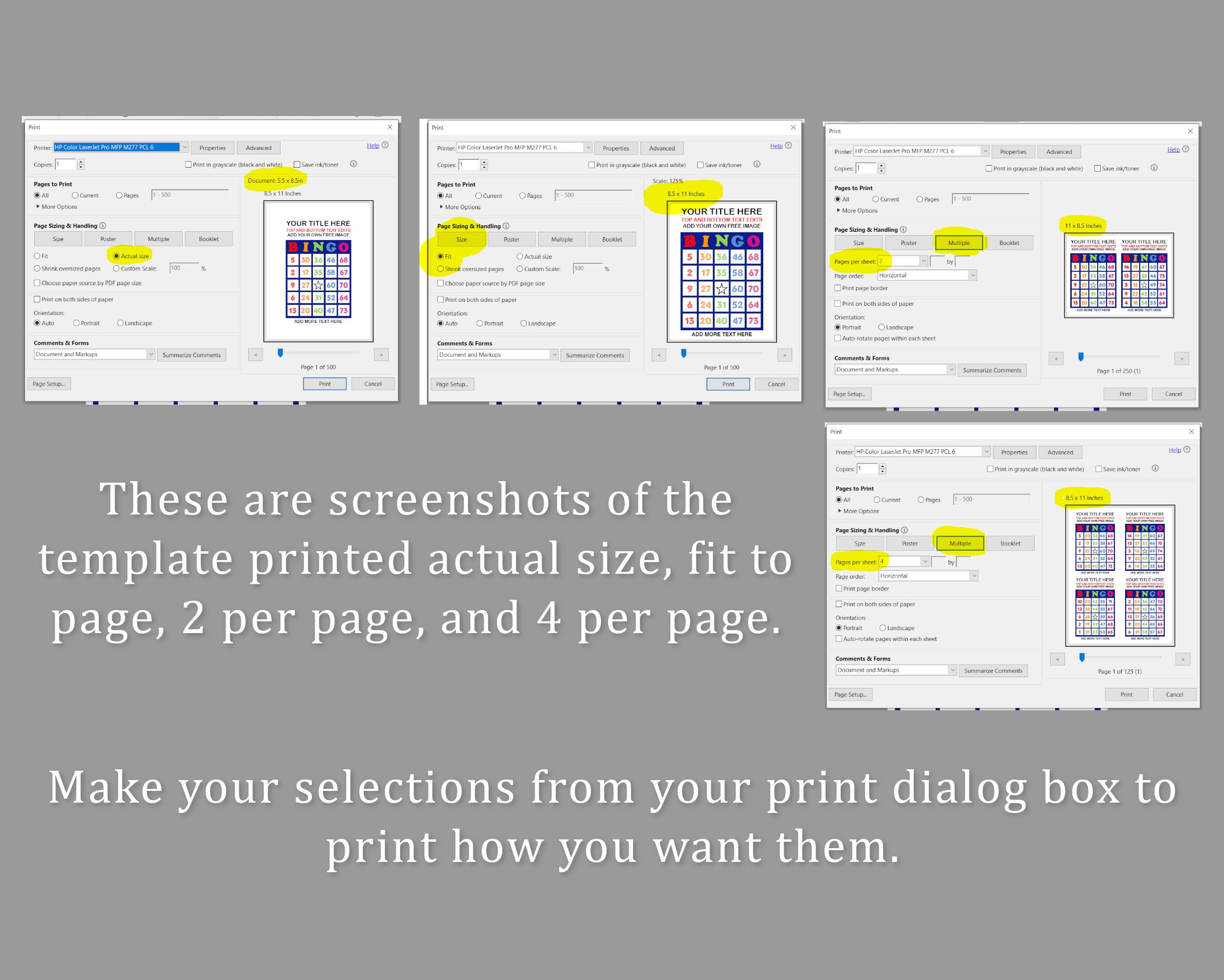 Editable 500 Card Bingo Template, Edit Text at Top and Bottom, Add Your ...