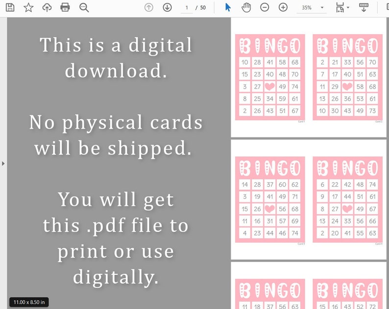 100 Bingo Cards Pdf Download, 1, 2, and 4 per Page, Instant Printable ...