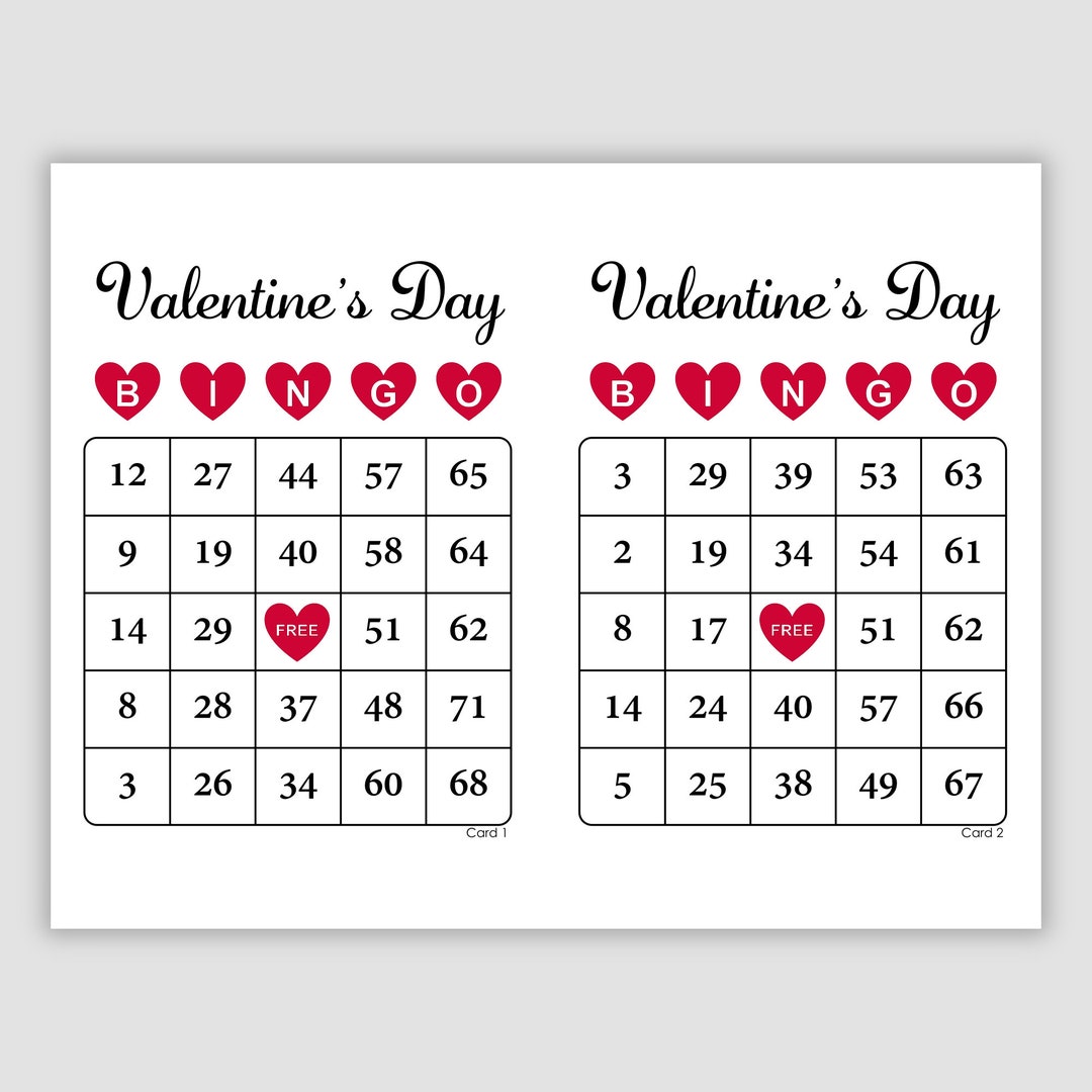 300 Valentine’s Day Bingo Cards Pdf Download, 1, 2, and 4 per Page ...