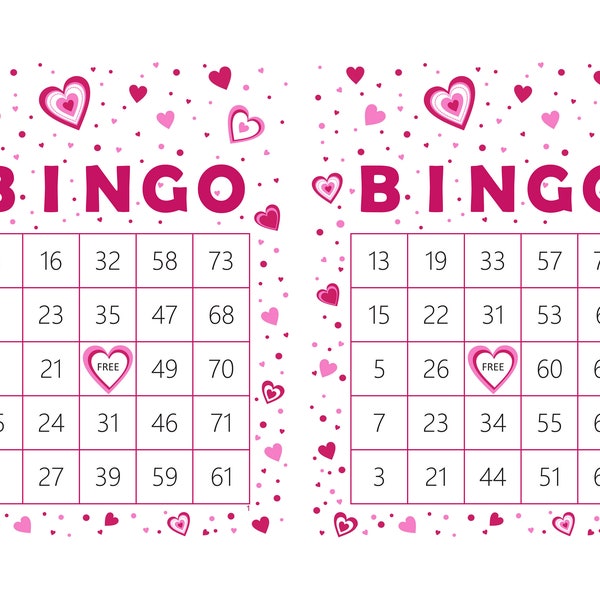 Valentine Bingo Cards - Etsy