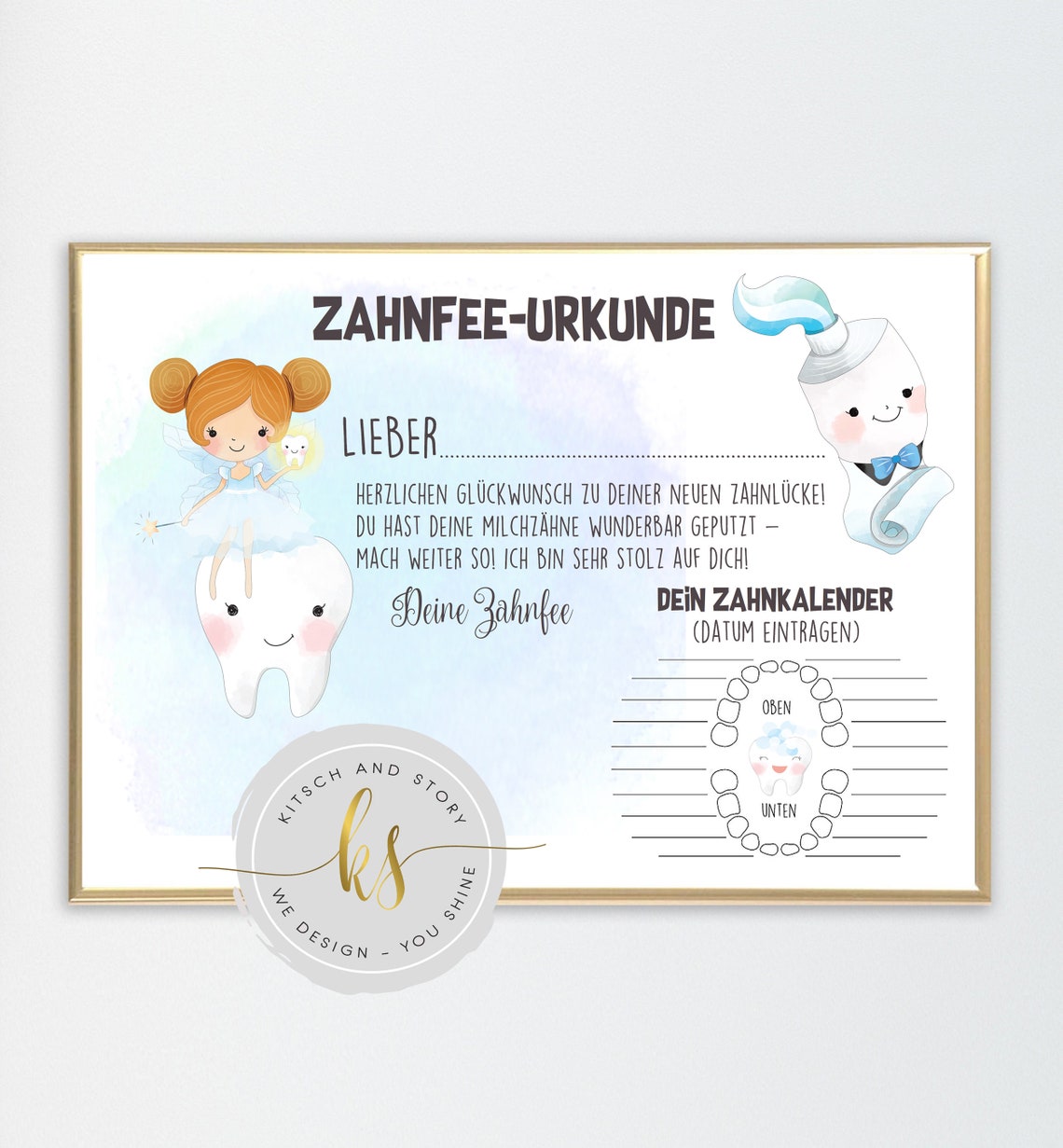 Zahnfee Urkunde und Erinnerung an die Zahnlücke Brief | Etsy