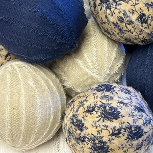 9 Handmade Fabric Rag Balls Primitive Bowl Filler Farmhouse Homespun ...