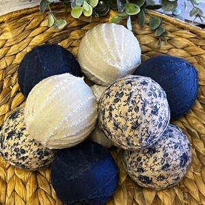 9 Handmade Fabric Rag Balls Primitive Bowl Filler Farmhouse Homespun ...