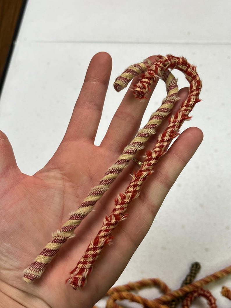 12 Primitive 6" Assorted Fabric Candy Canes Christmas Farmhouse ...