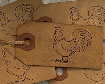 Chicken Rooster Tags Round Gift Tags Set of 10 - Etsy