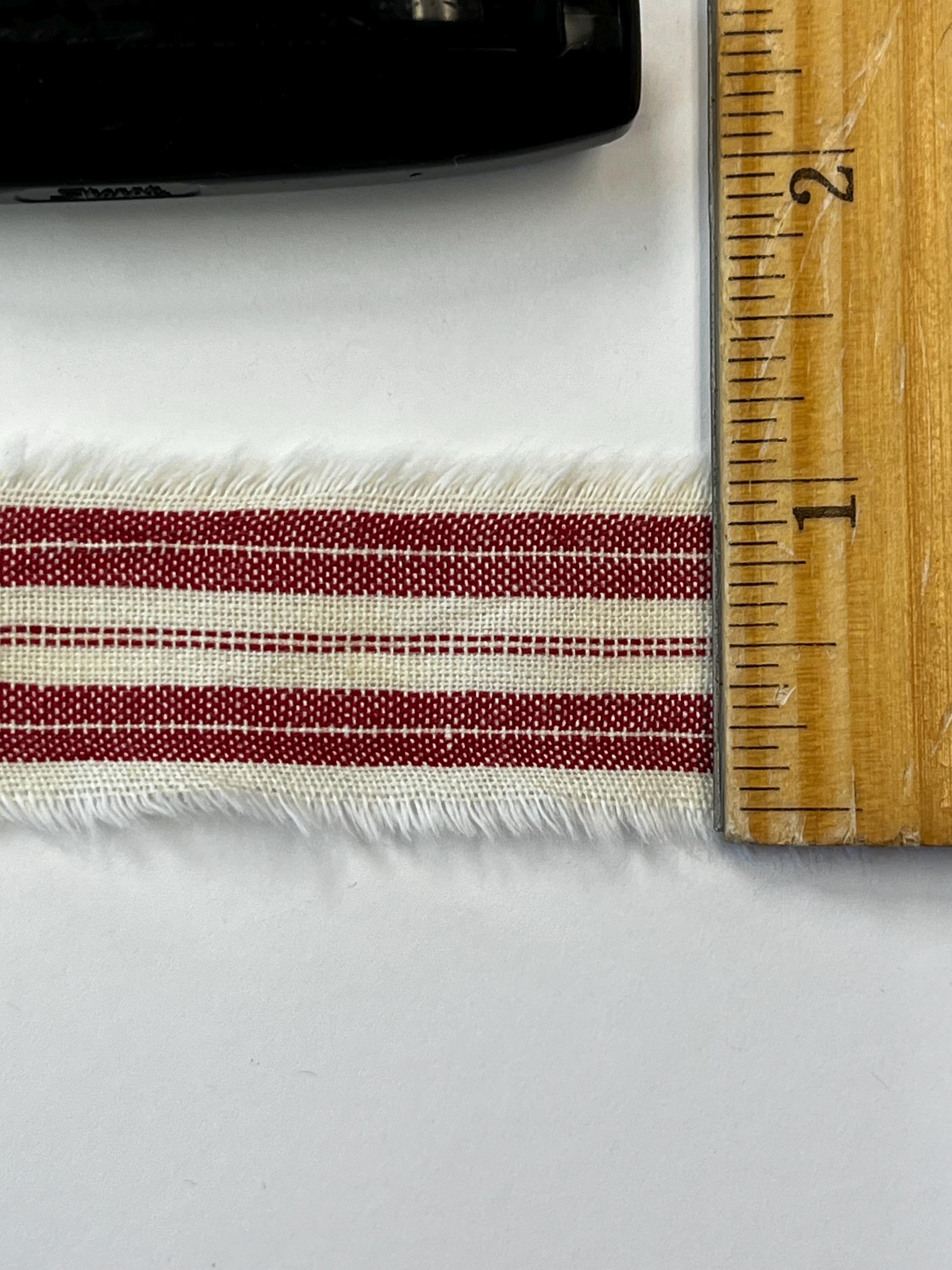 4 Yard Primitive Fabric Ribbon Strip 1” Wide Red Candy Cane Stripe Gift ...