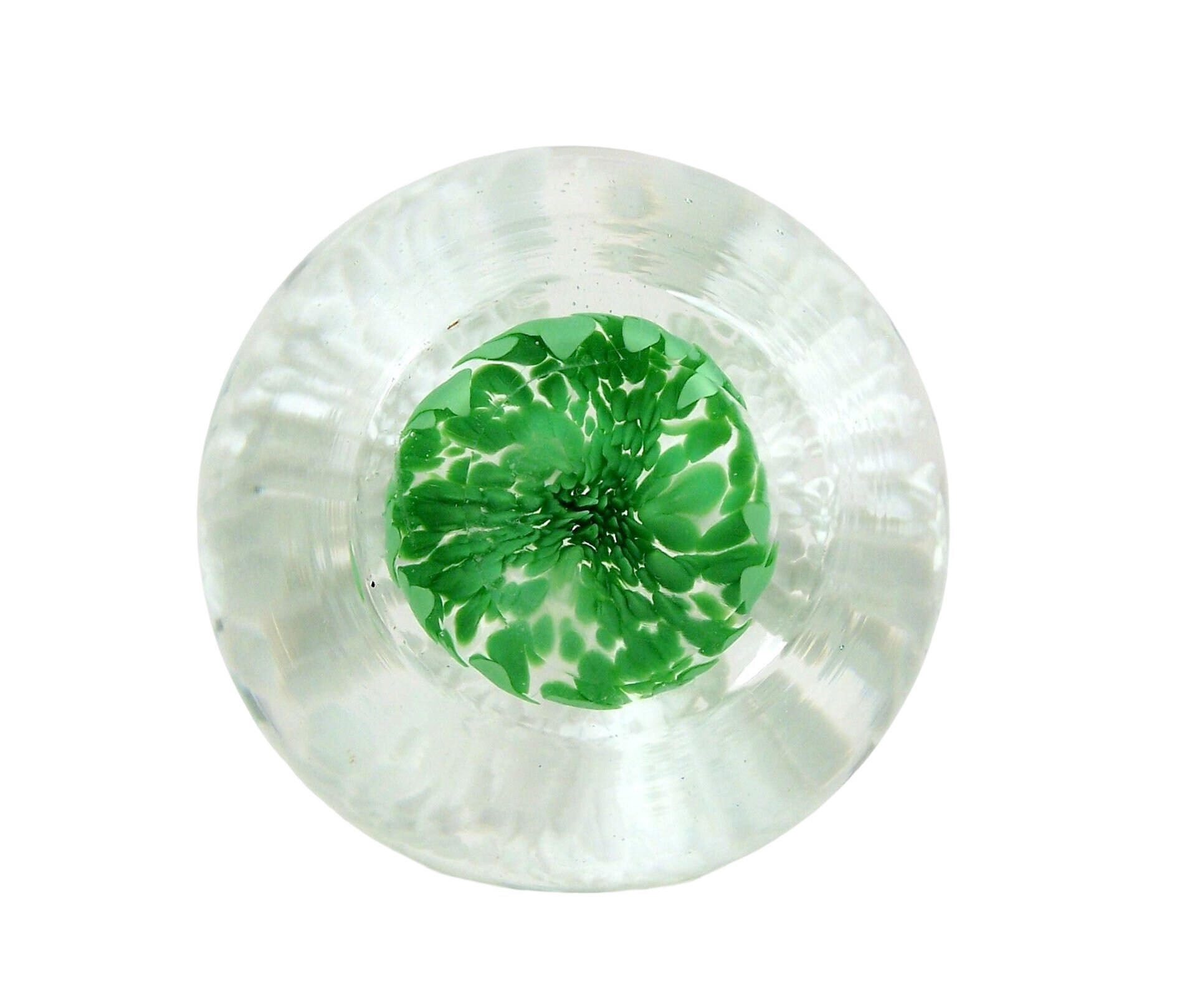 Vintage Glass Paperweight White Calla Lily Flowers on Green Leaves 3 1/ ...