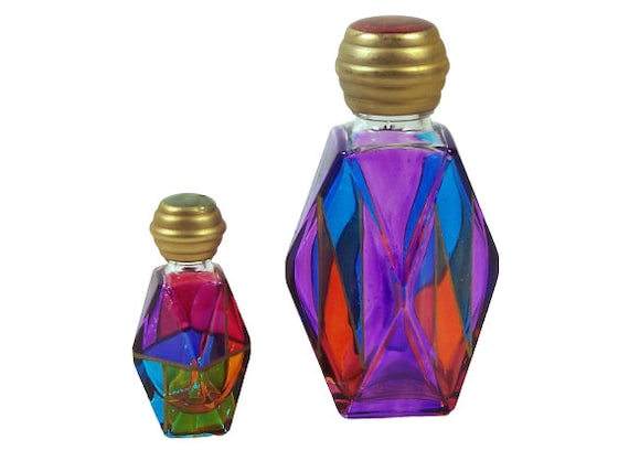 Murano Stained Glass Perfume Bottle Pair Hand Painted… - Gem