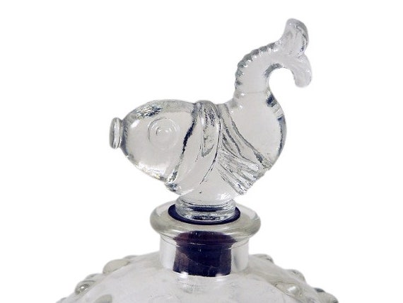 Antique Glass Perfume Cologne Scent Bottle Dolphin St… - Gem