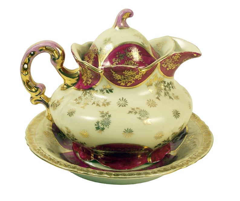 Austria Beehive Personal Teapot & Underplate Red Gold Cream - Etsy