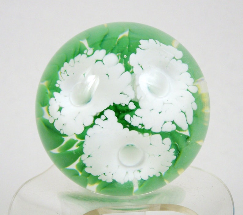 Vintage Glass Paperweight White Calla Lily Flowers on Green | Etsy