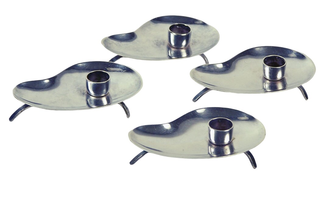 Vintage Prima Danish Modern Silver Plate Taper Candle Holders Set of 4 ...