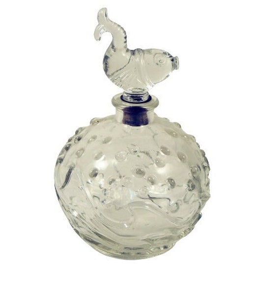 Antique Glass Perfume Cologne Scent Bottle Dolphin St… - Gem