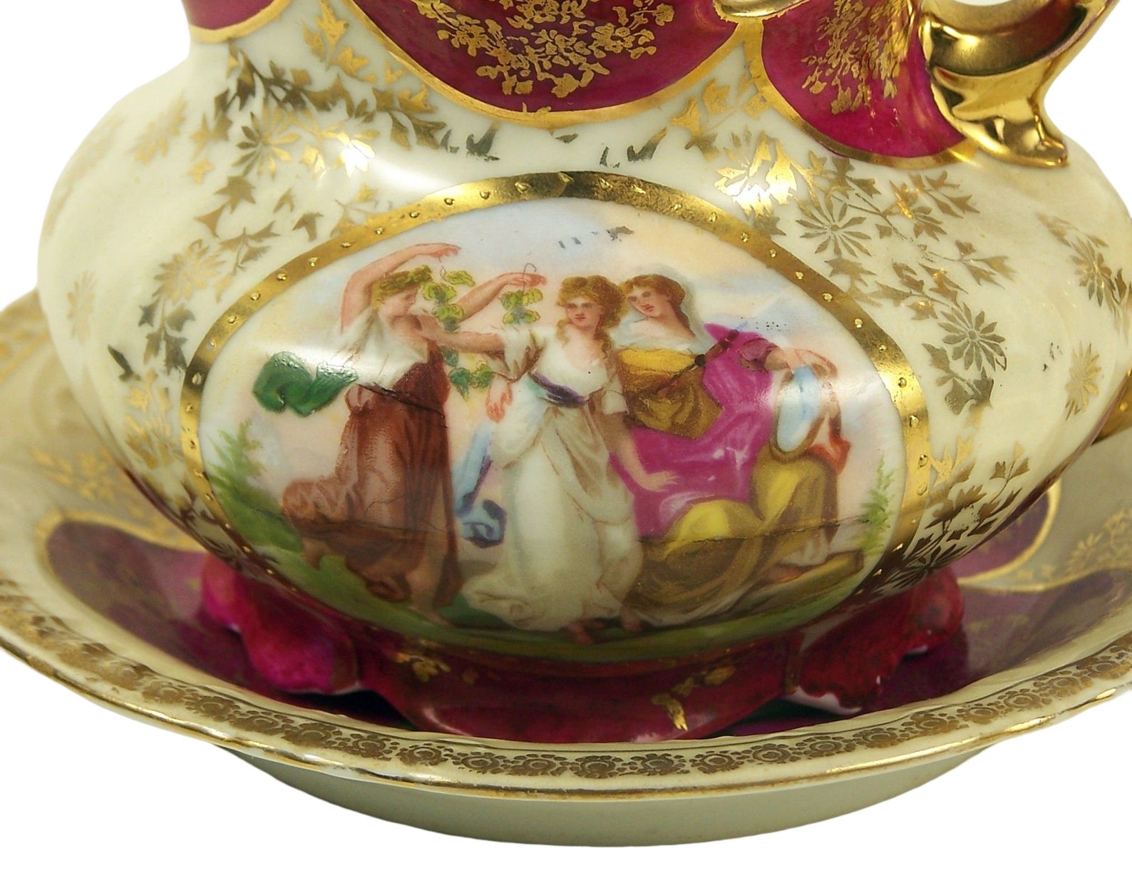 Austria Beehive Personal Teapot & Underplate Red Gold Cream Syrup ...