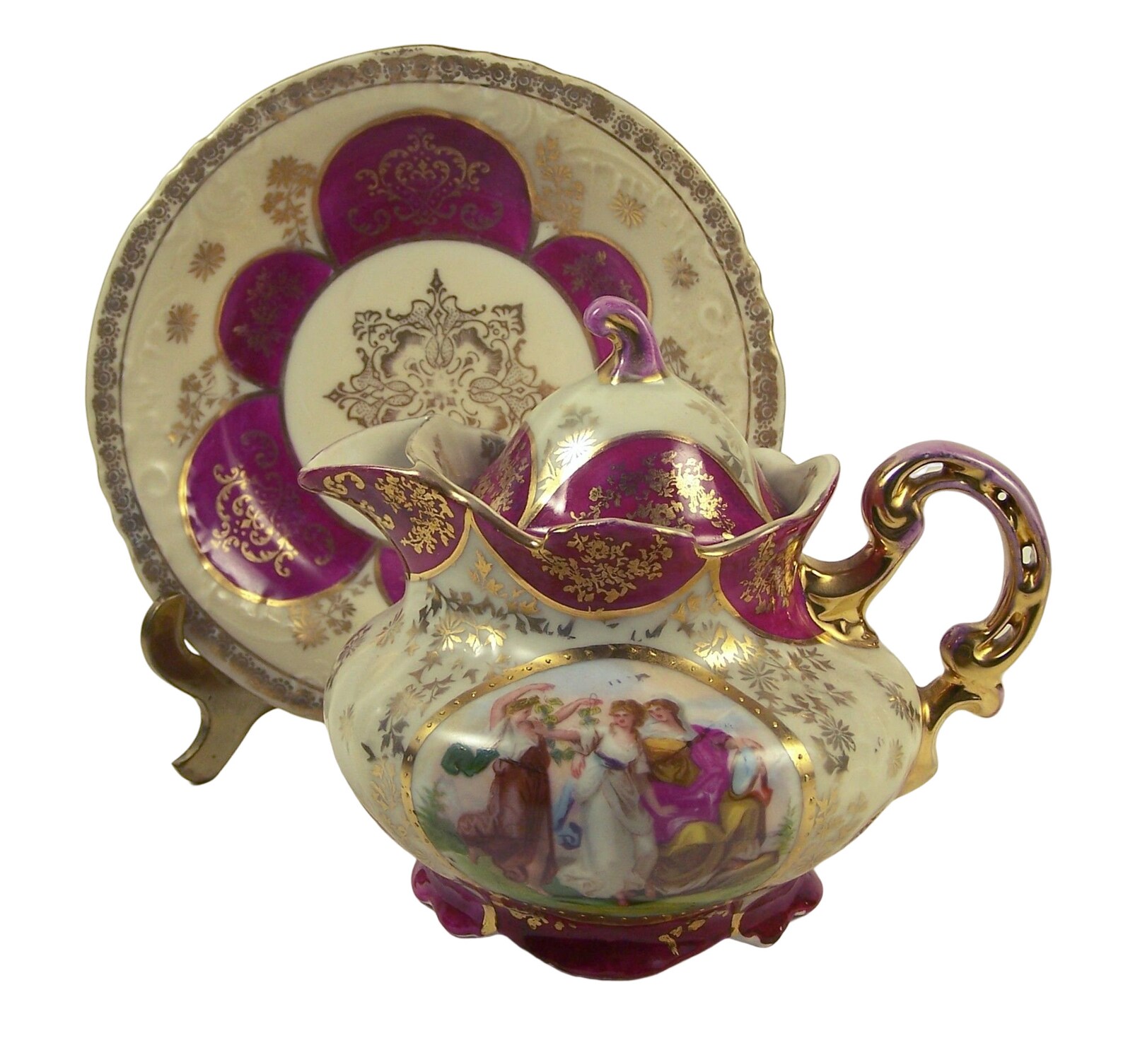 Austria Beehive Personal Teapot & Underplate Red Gold Cream - Etsy
