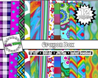 Digital Paper - "crayon Box", VOL 2: Some CU OK, Vibrant Colors ...