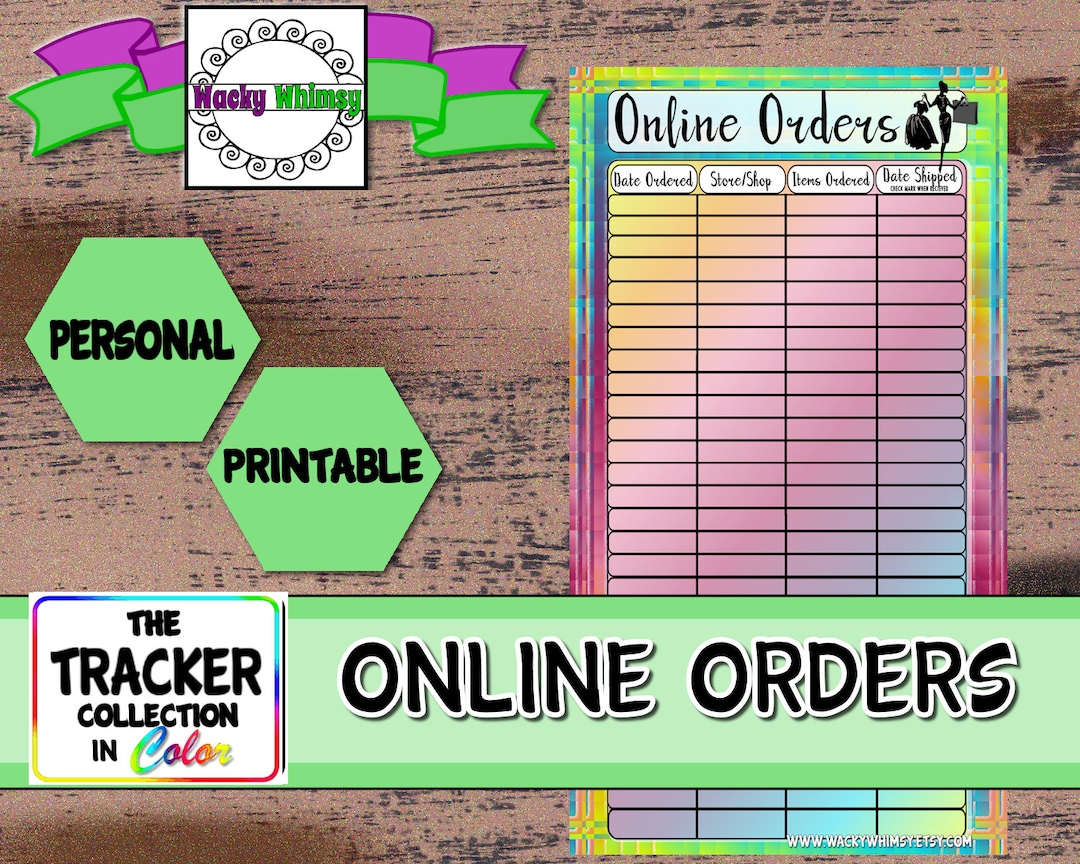 Online Order Tracker Planner Insert | Tropical Rainbow Collection ...