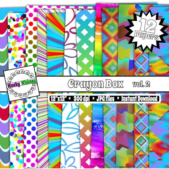 Digital Paper crayon Box VOL 2: Some CU OK | Etsy