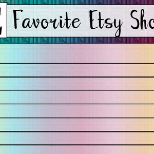 My Favorite Etsy Shops List Planner Insert | Color | Printable ...