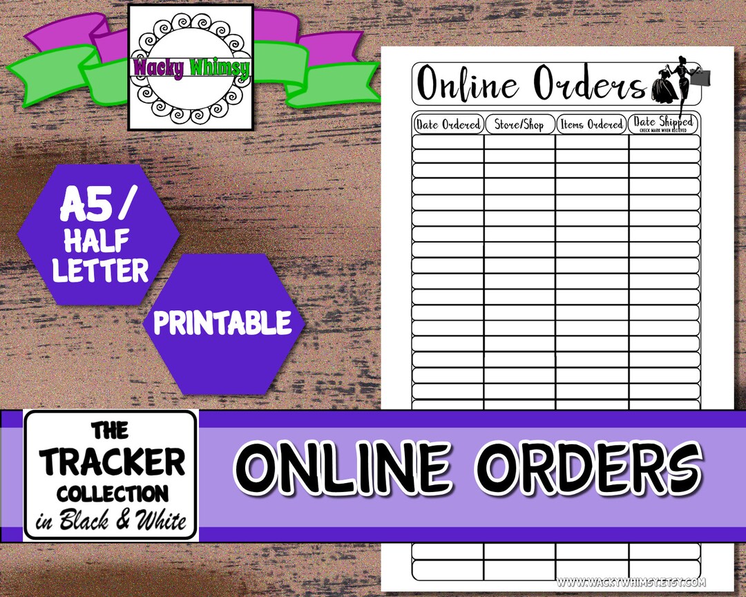 Online Order Tracker Planner Insert | Printable Planner Insert | A5 ...