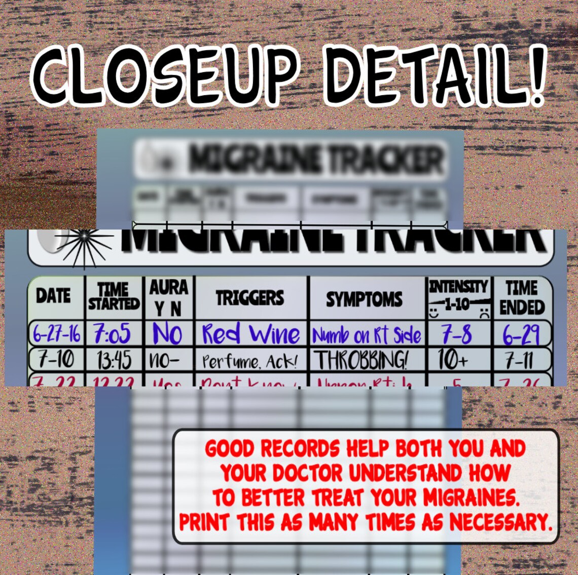 Migraine Tracker Planner Insert | Color | Printable | Personal Size ...