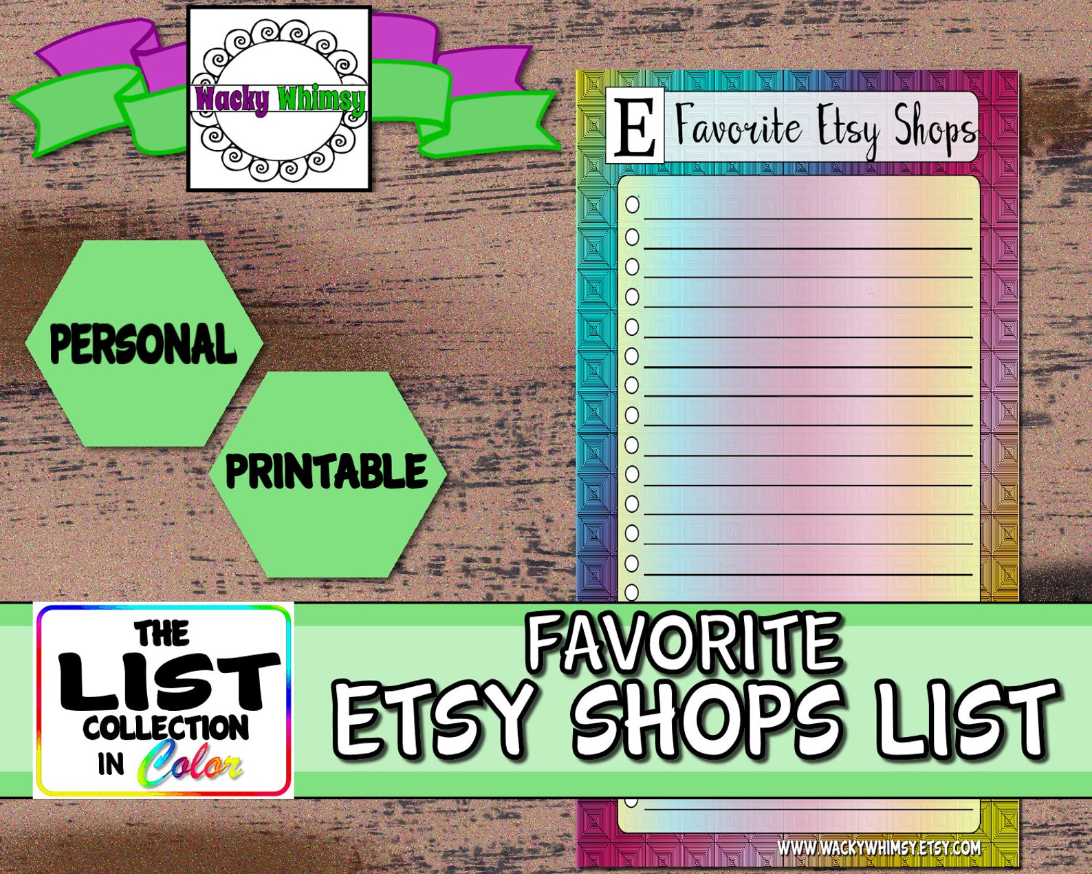 My Favorite Etsy Shops List Planner Insert | Color | Printable ...