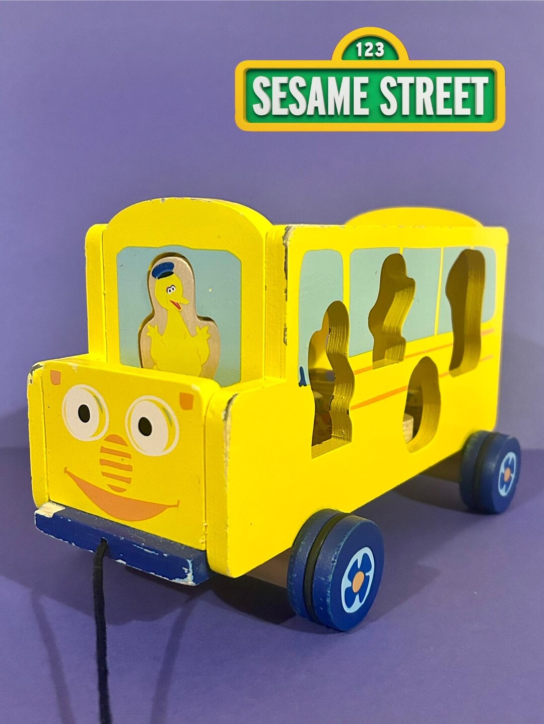 Sesame Street Pull Along Bus Wooden Toy by Small Foot. - Etsy