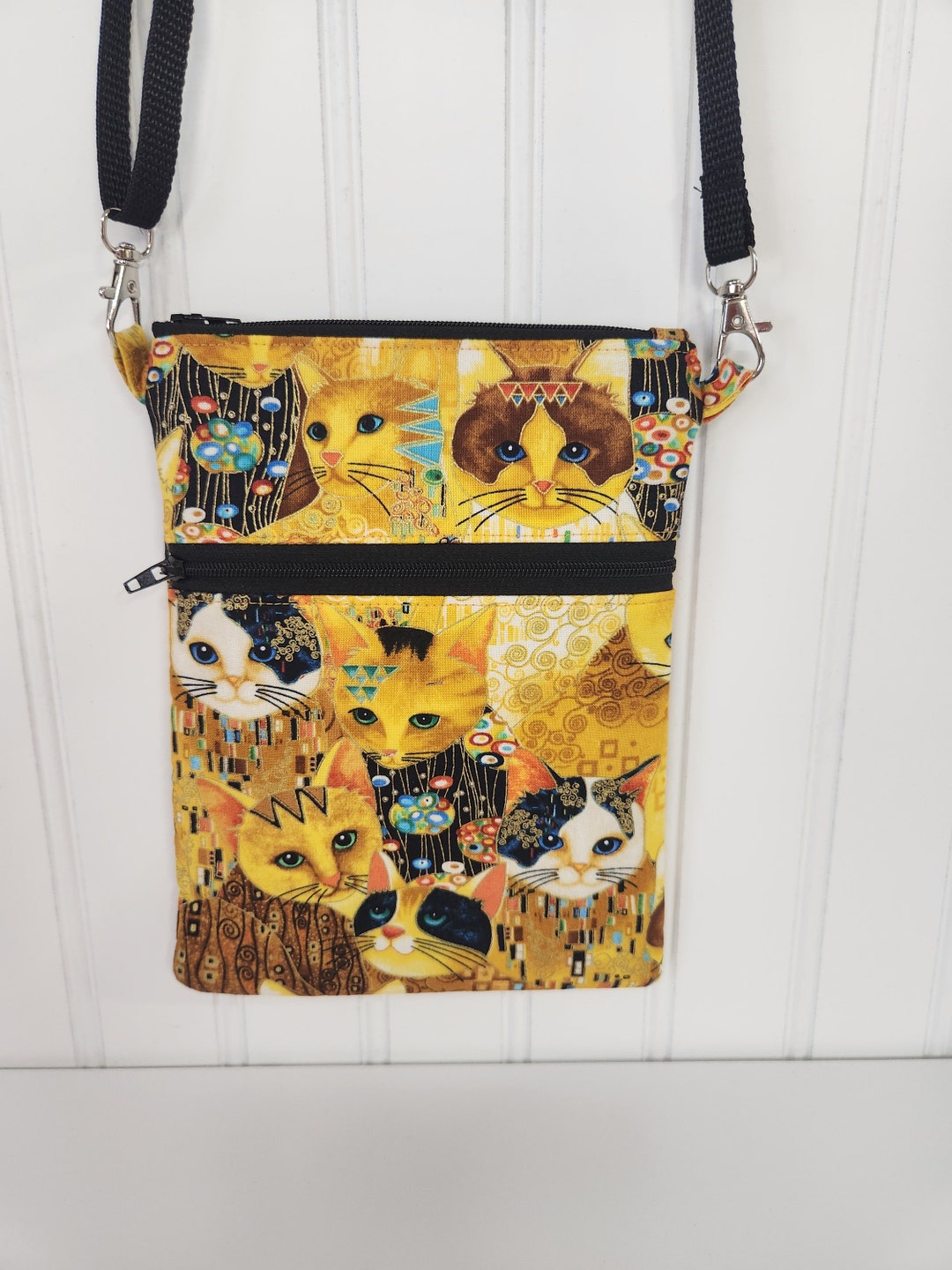 Cats Golden Bejeweled, Crossover Purse, Quality Fabric, 55 Adjustable ...