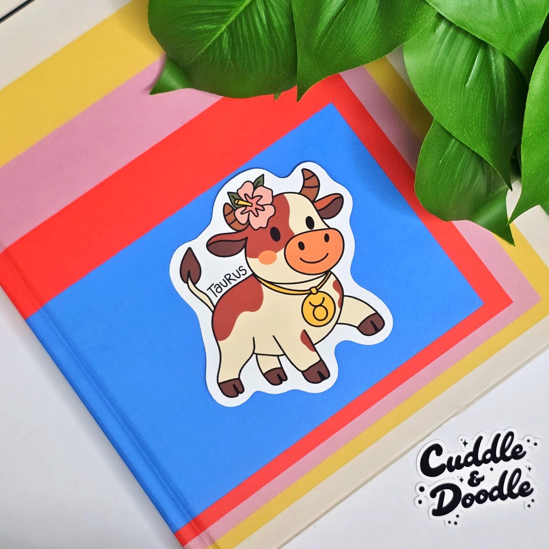 Taurus Zodiac Sticker – Cute Kawaii Vinyl Sticker for Astrology Lovers ...
