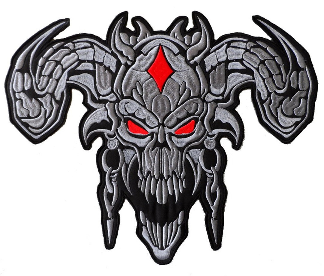 Devil grey Back Embroidered Patch 12 X 9 1/4 Inch 30cm X 23.5cm - Etsy