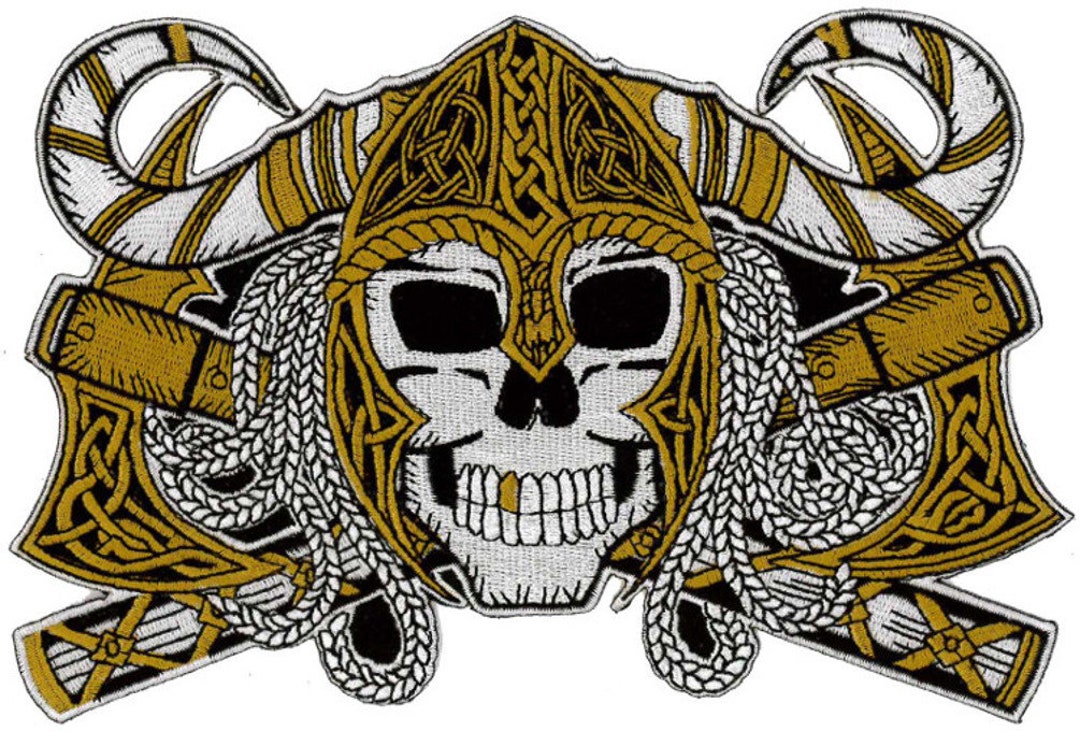 Viking Skull Embroidered Back Patch 20cm X 13cm - Etsy UK