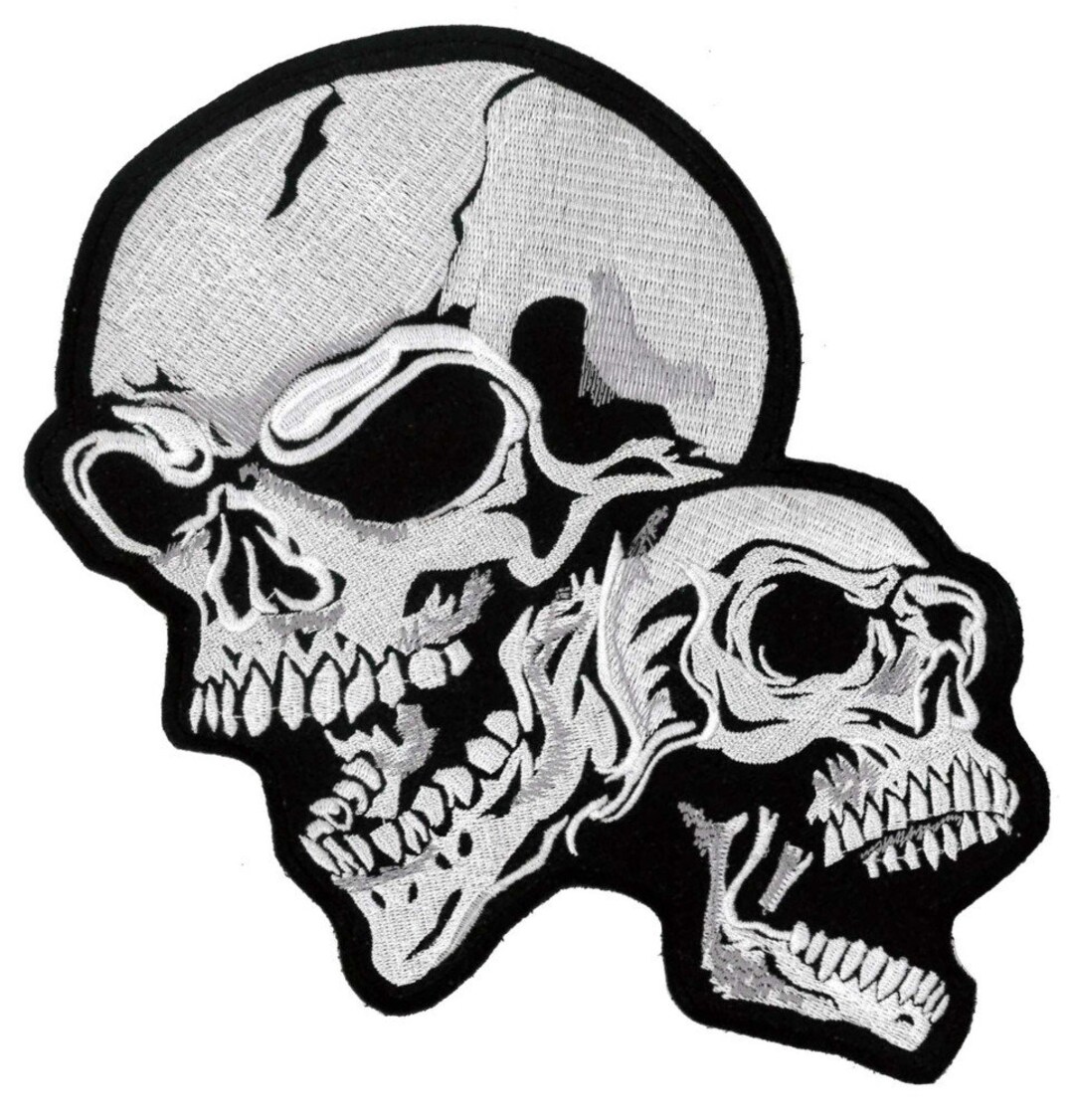 Double Skull Embroidered Back Patch 16cm X 22cm 6 1/2 X 8 3/4 - Etsy