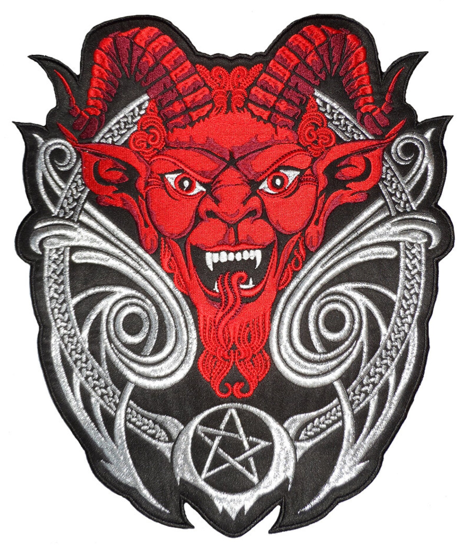 Horned Devil Back Embroidered Patch 29cm x 26cm | Etsy