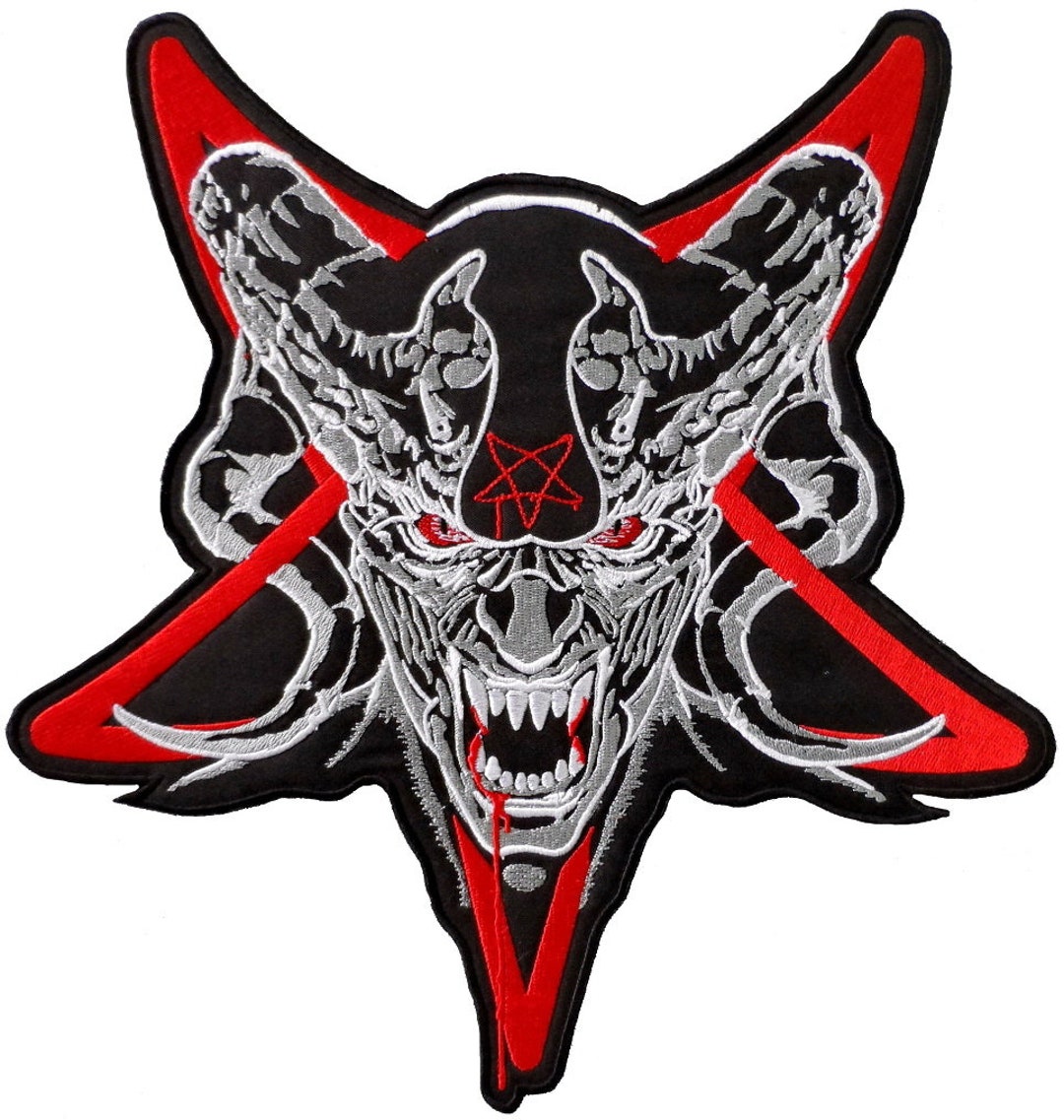 Pentagram Devil Embroidered Back Patch 26.5cm X 28cm - Etsy