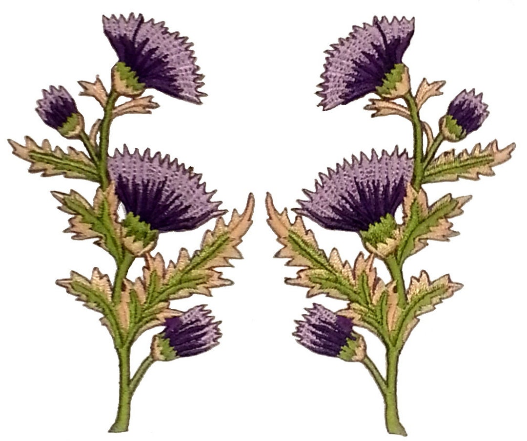 Thistle Embroidered Patches 12cm X 7cm Approx Each pk of 2 L/R - Etsy UK