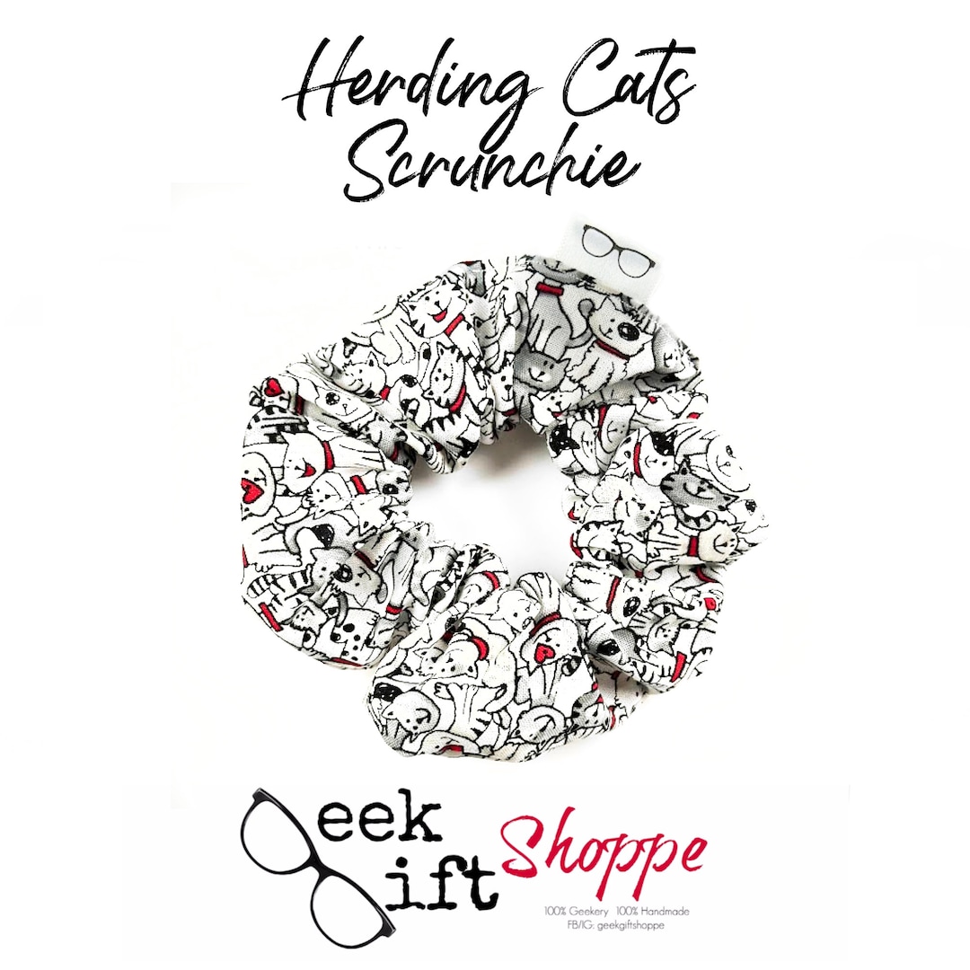 Herding Cats Scrunchie Cute Animal Scrunchy Hair Tie 90s Fashion Style ...