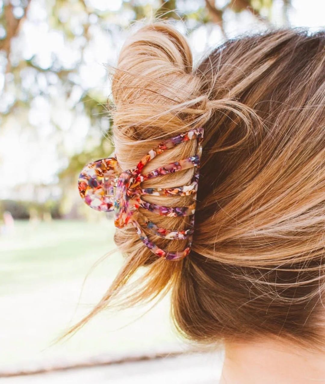 Pink Tortoise Shell Hair Claw Clip, Marble Claw Clip for Thick and Fine ...