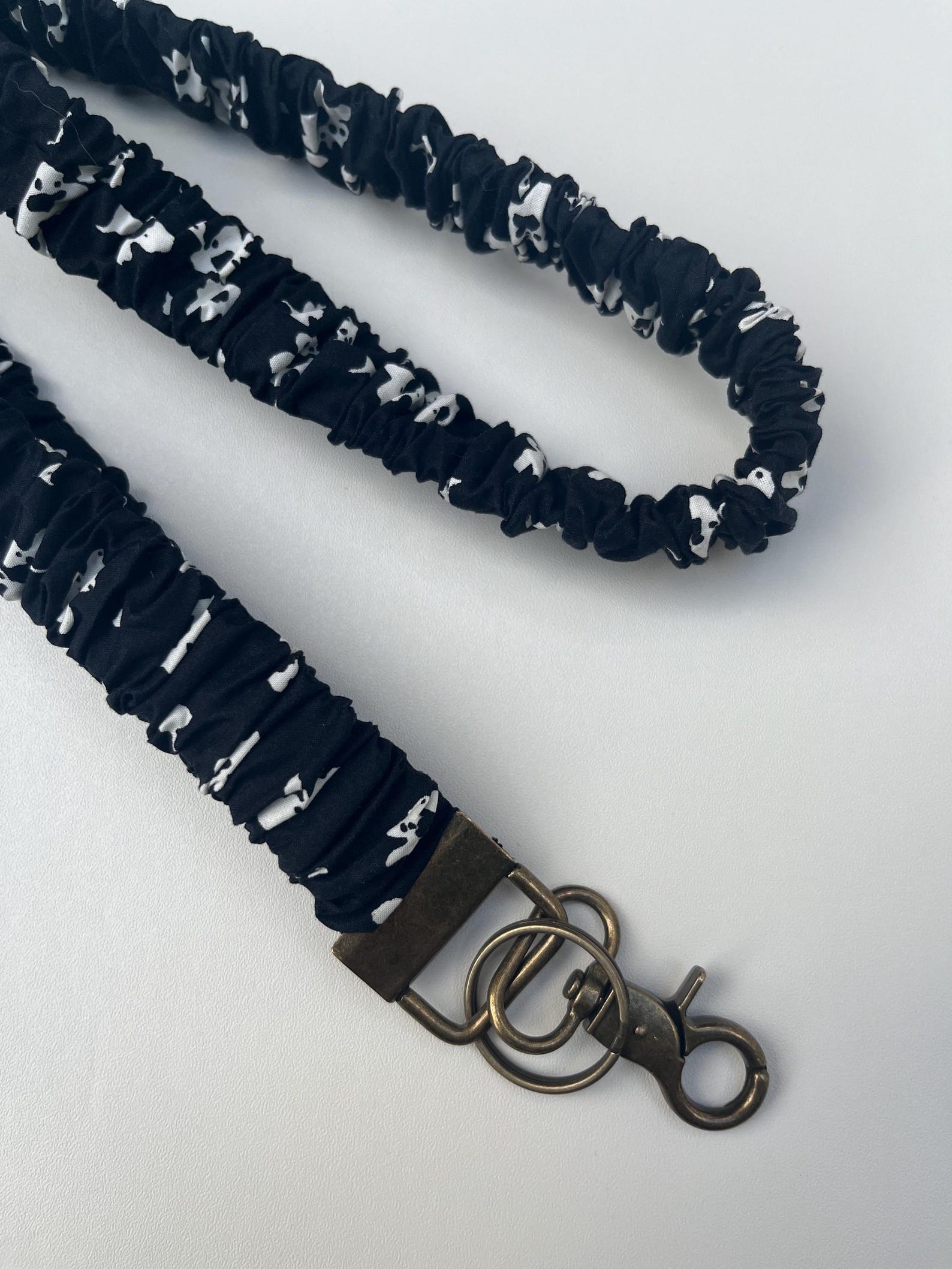 Floral Lanyard, Scrunchie Lanyard, Black & White Keychain, Soft Lanyard ...