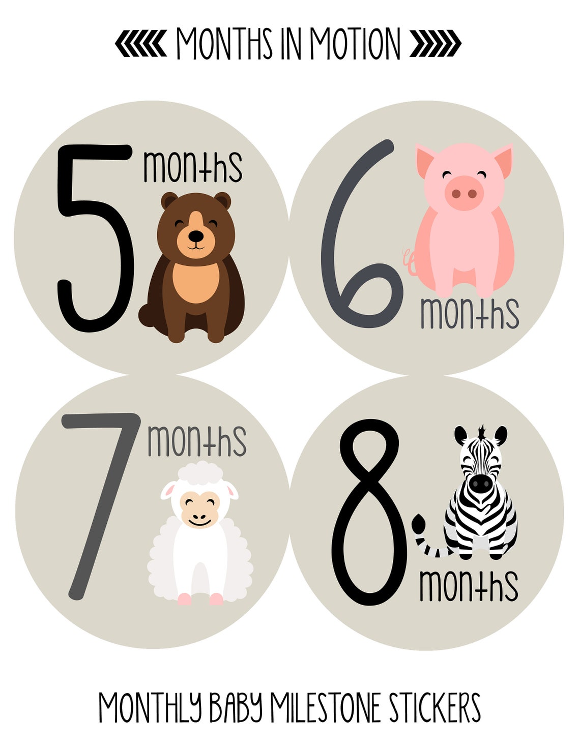 Monthly Baby Sticker Baby Boy Baby Girl Baby Month - Etsy