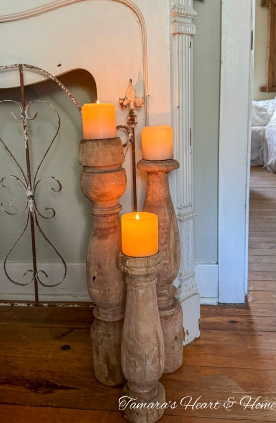 Hand Carved Table Leg Candle Stands - Etsy