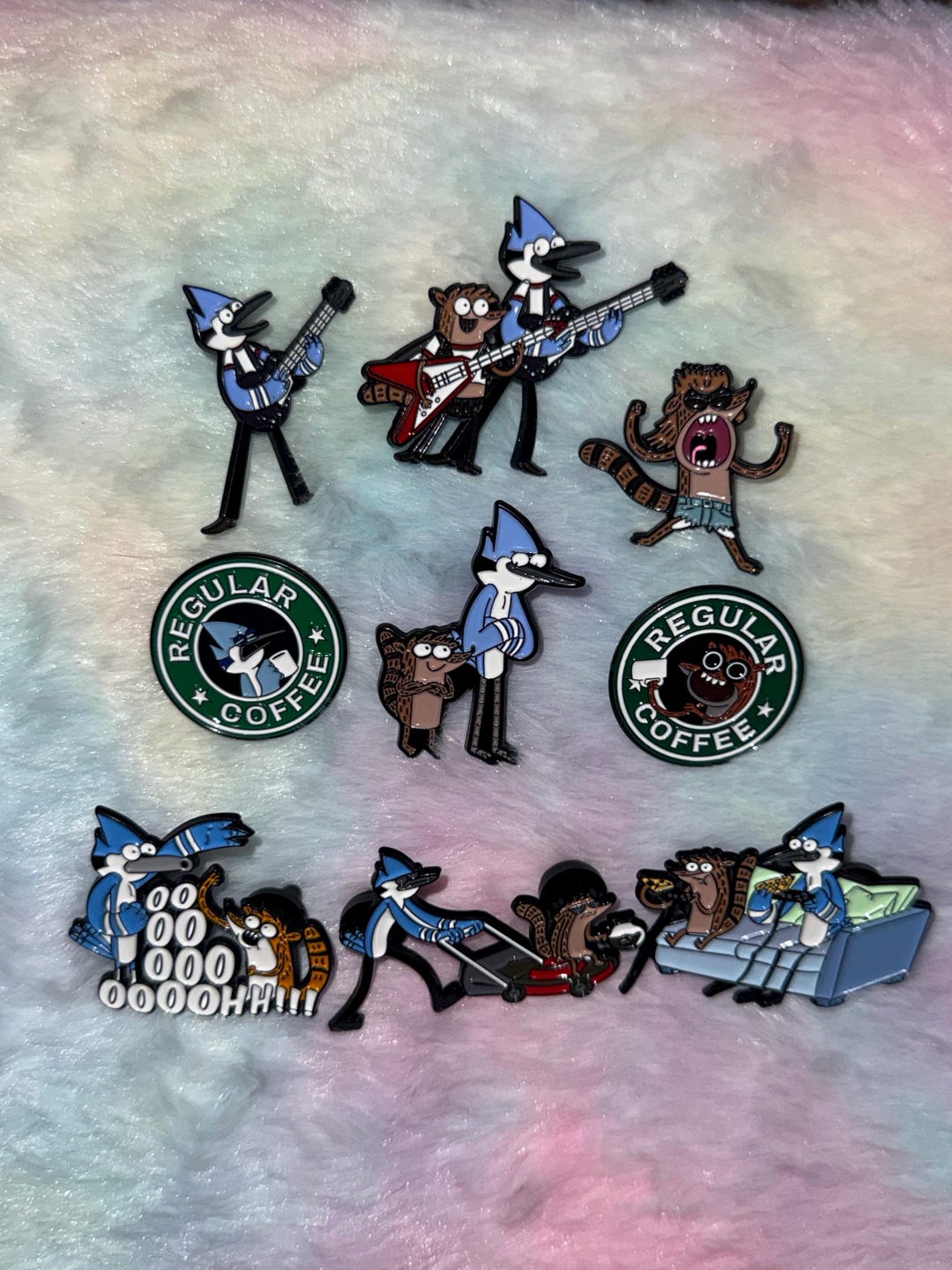 Regular Show Enamel Pins | Mordecai and Rigby Collection Fan Art - Etsy
