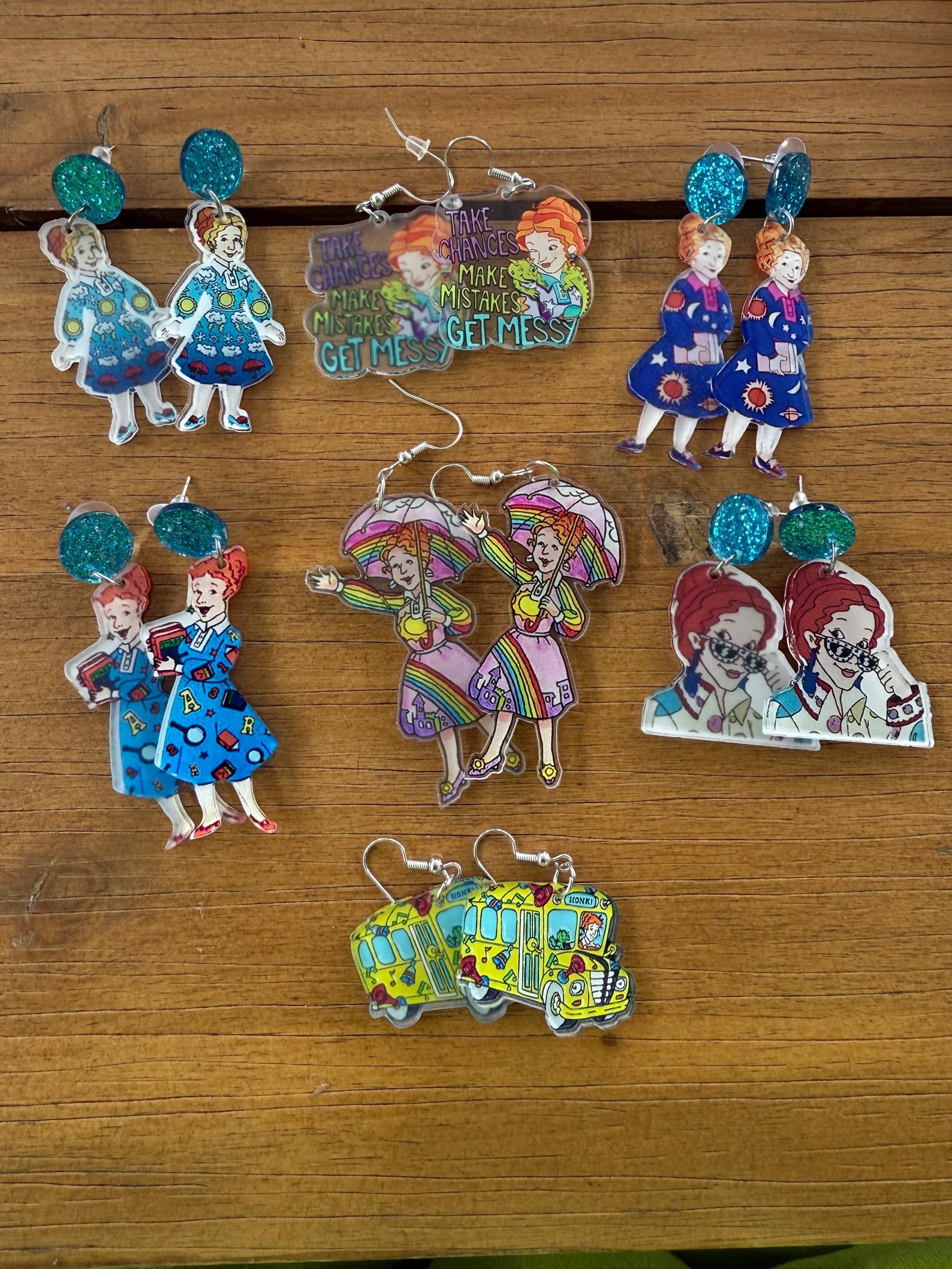 Magic School Bus Earrings | Retro Teacher Earrings | Ms. Frizzle ...