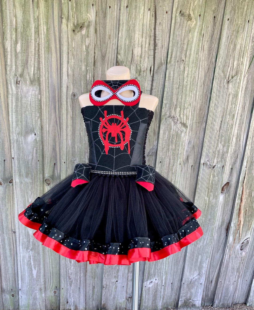 Miles Morales Spiderman Costume, Into the Spider Verse Costume, Red and ...