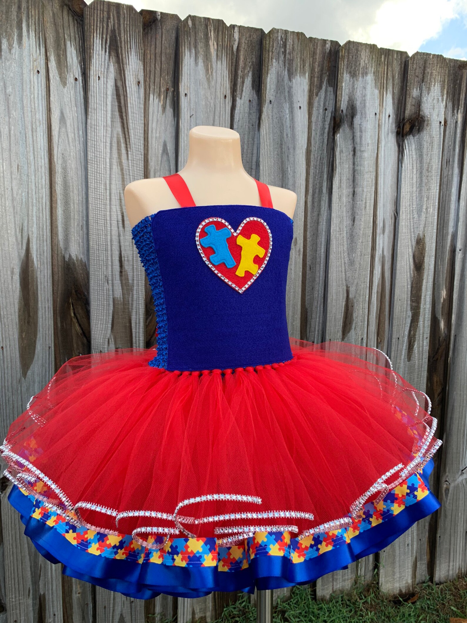 Autism Awareness Dress, Autism Awareness Tutu Dress, Puzzle Piece Dress ...