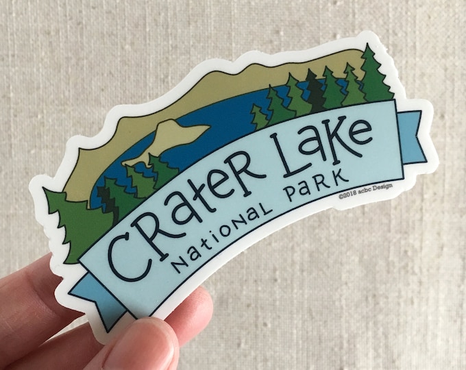 Crater Lake National Park Vinyl Sticker / Illustrated Waterproof ...