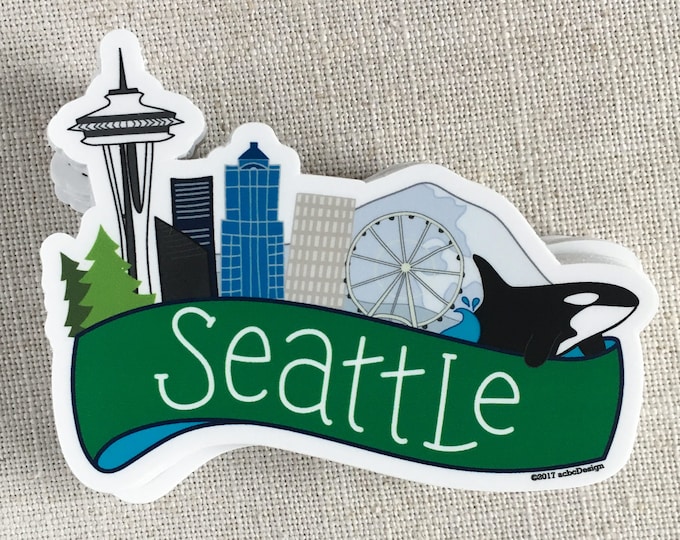 Seattle Skyline Vinyl Sticker / Seattle Washington Sticker / Modern ...