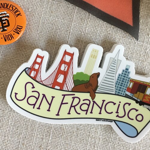 San Francisco Skyline Vinyl Sticker / SF California Sticker / | Etsy